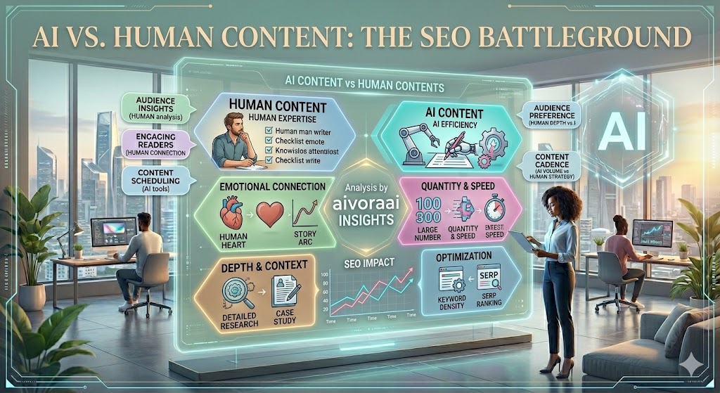 AI Content vs Human Content SEO 2026: Which Ranks Better? | Aivora AI